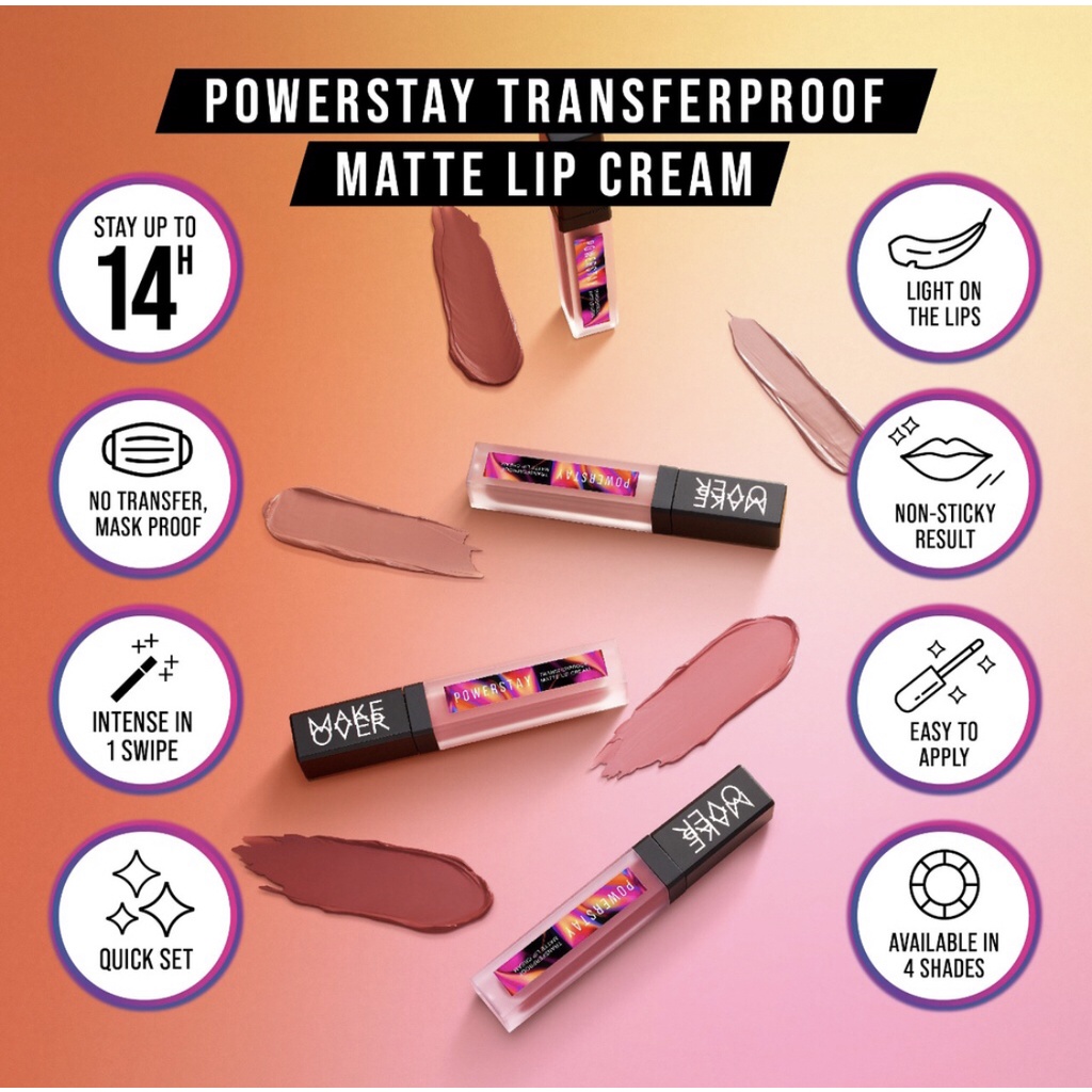 Jual MAKE OVER Powerstay Transferproof Matte Lip Cream (New Limited ...