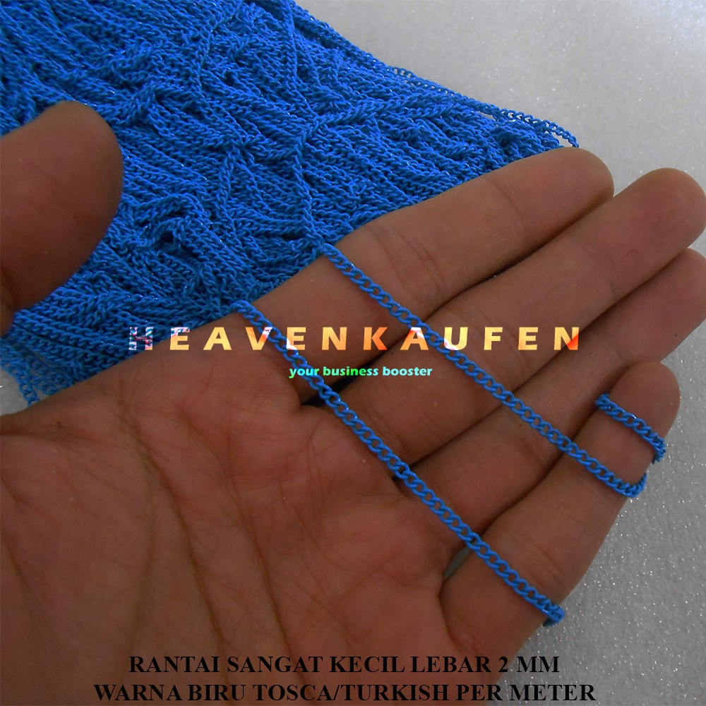 Jual Rantai Sangat Kecil Biru Turkish Tosca Lebar 2 mm Untuk Rantai ...