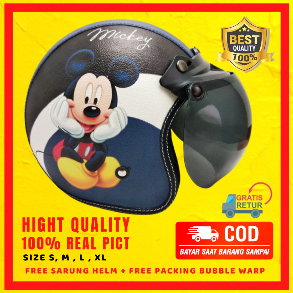 Jual Helm Bogo Mickey Mouse Klasik SNI Full Kulit Half Face Custom ...