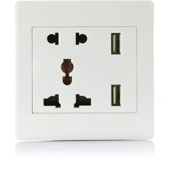 Jual Saklar colokan dinding wallplug universal port and 2 USB port ...
