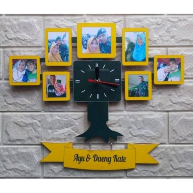 Jual Jam dinding kayu frame foto kado lucu unik custom ulang tahun ...