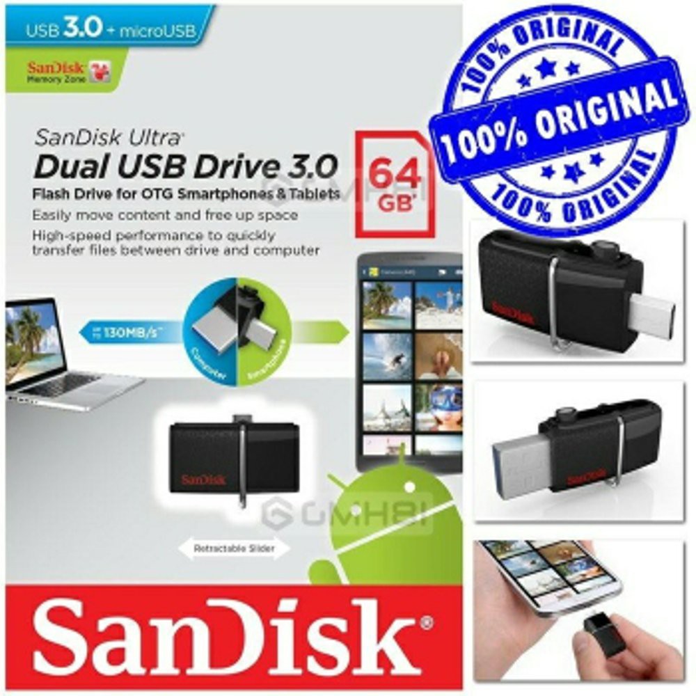 Jual Flashdisk Sandisk Ultra Dual Drive 3.0 OTG 64GB ORIGINAL | Shopee ...