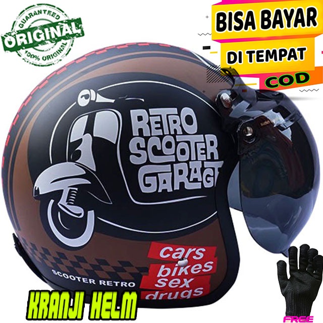 Jual Helm / helm retro / Helm bogo jm scooter gerage coklat termurah ...