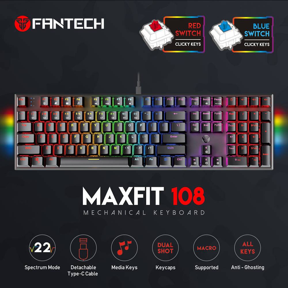 Jual Keyboard Fantech MAXFIT 108 mechanical ( red & blue switch ...