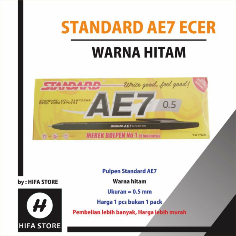 Jual Pulpen Standard AE7 Hitam Eceran | Shopee Indonesia