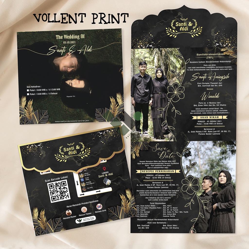 Jual Undangan Pernikahan Black Gold murah Glossy AC Undangan Full warna ...