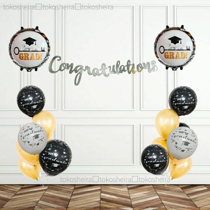 Jual Balloon Paket Balon Wisuda Banner Congratulations Set Dekorasi ...