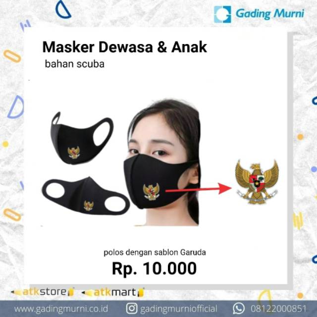 Jual Masker Scuba Dewasa & Anak warna hitam Sablon Garuda | Shopee ...