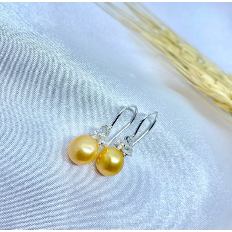 Jual Anting Perak 925 kuning gold mutiara tawar original | Shopee Indonesia