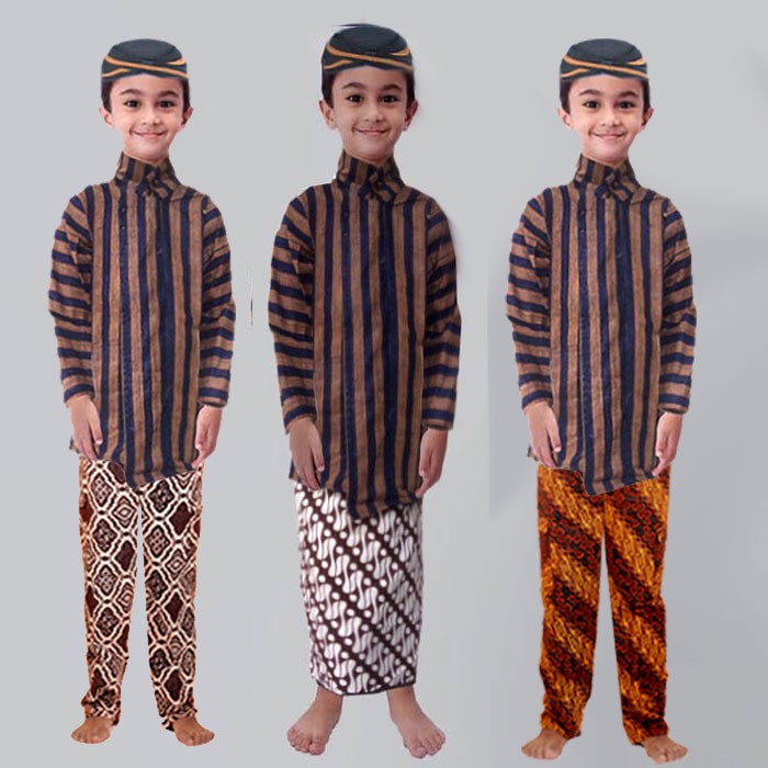 Jual Setelan Baju Jawa Surjan Anak Adat Tradisional Jawa Surjan Lurik Jarik dan Blangkon ...