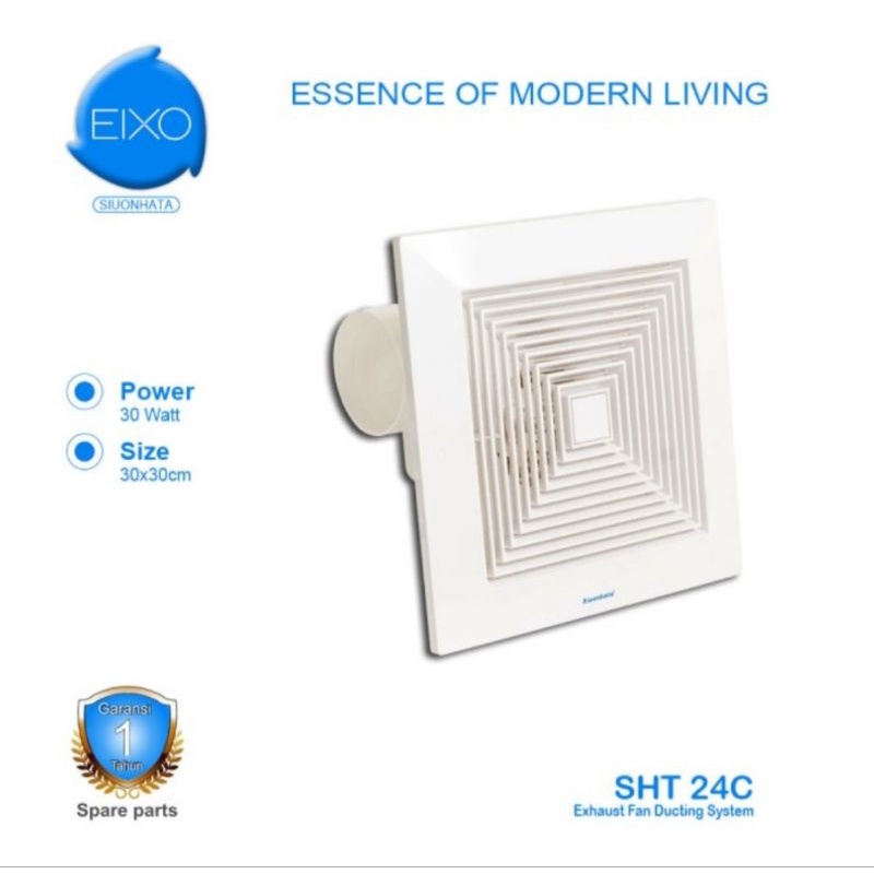 Jual Hexos Fan Plafon/Exhaust Fan Plafon Kipas Hisap 12 Inchi/30x30 cm ...