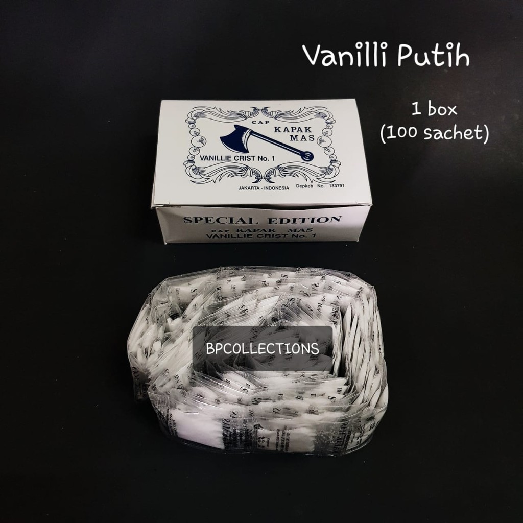 Jual 1 PAK 100sachet VANILI BUBUK VANILLIE KAPAK MAS SACHET VANILLI ...