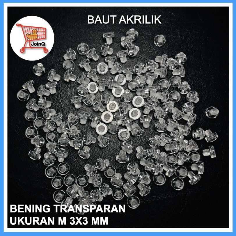 Jual BAUT AKRILIK M3X3 MM TRANSPARAN NYLON ACRYLIC SEKRUP PLASTIK ...