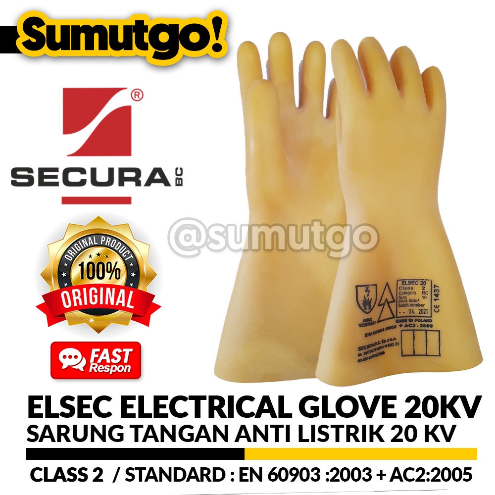 Jual Sarung Tangan Listrik 20kv / Elsec Electrical Insulating Glove 20 Kv / Pelindung Anti ...