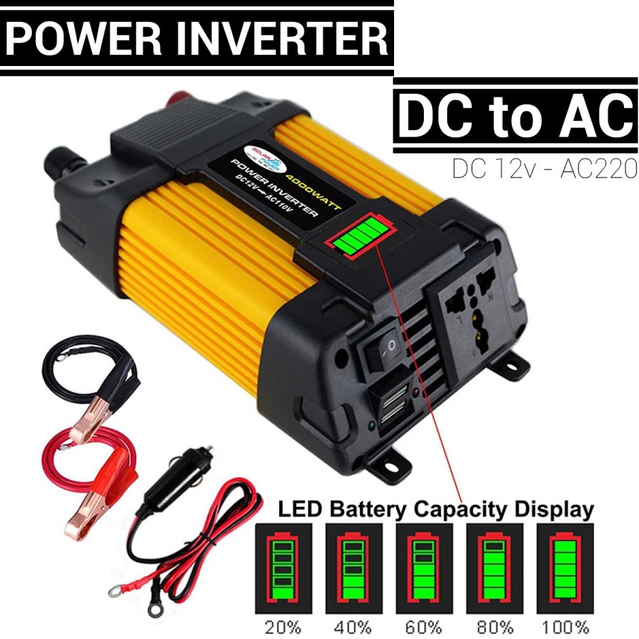 Jual Inverter DC 12v Ke AC 220V 4000W dengan LCD BAR Indikator | Shopee ...