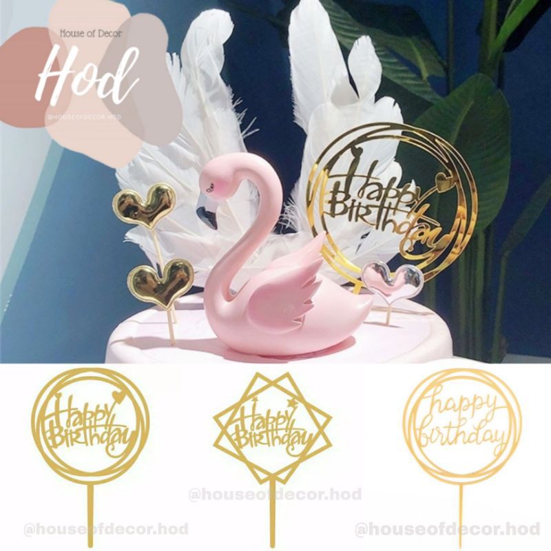 Jual Topper Akrilik Gold Kue Hiasan Cake Ulang Tahun Happy Birthday ...