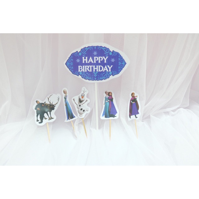 Jual topper cupcake cake kertas frozen tusuk hiasan kue ulangtahun ...