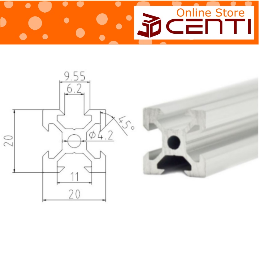 Jual Profil v slot aluminium 2020 2040 series VSLOT frame openbuilds ...