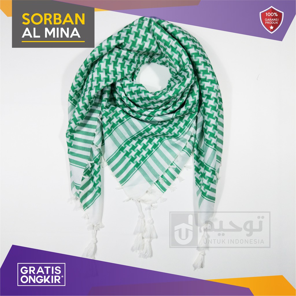 Jual Sorban Shemagh Almas Arab Palestin Sorban Almina Motif Hijau Putih | Shopee Indonesia