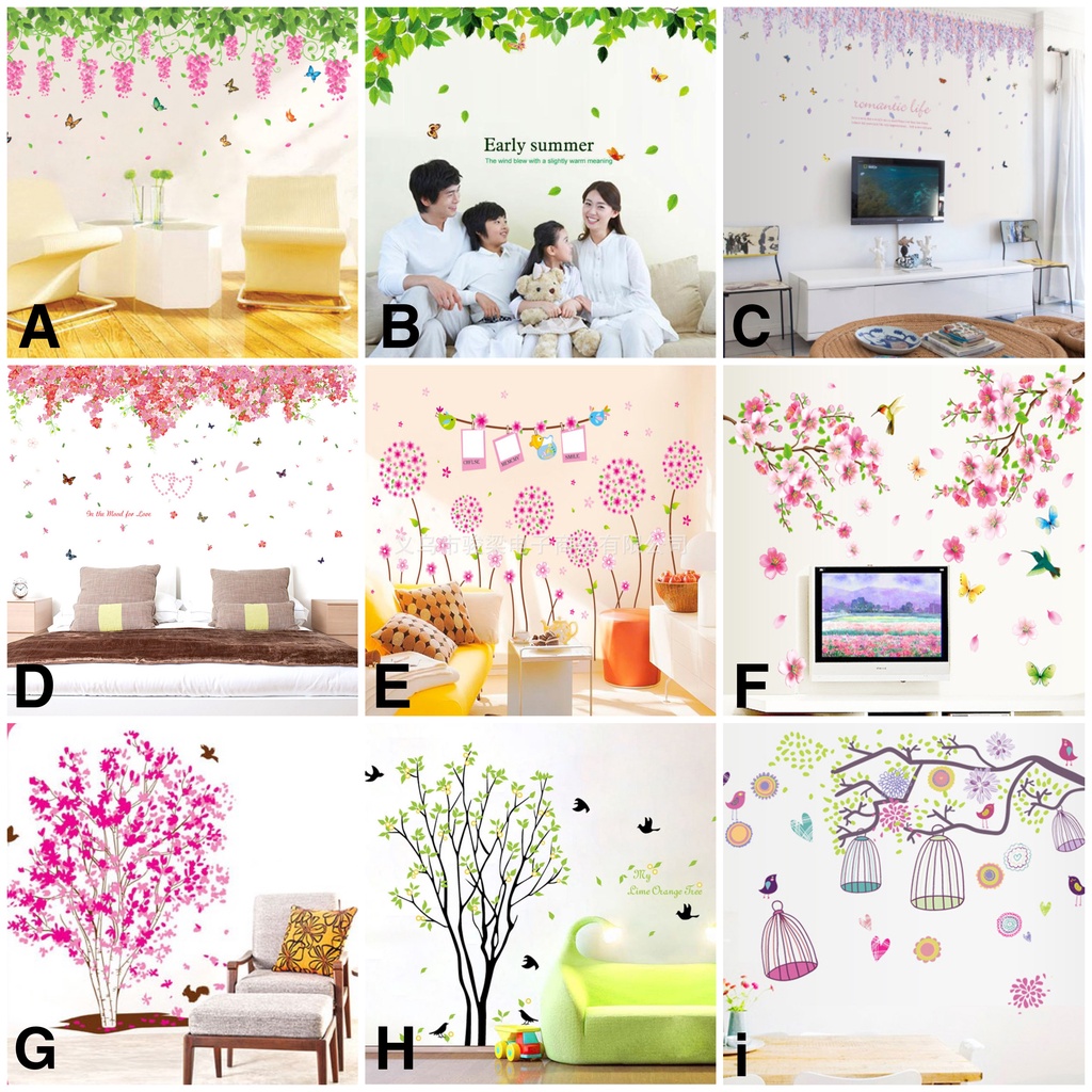 Jual Reliza Wall Sticker Renda Pohon Bunga Sakura Flower Lily Stiker ...