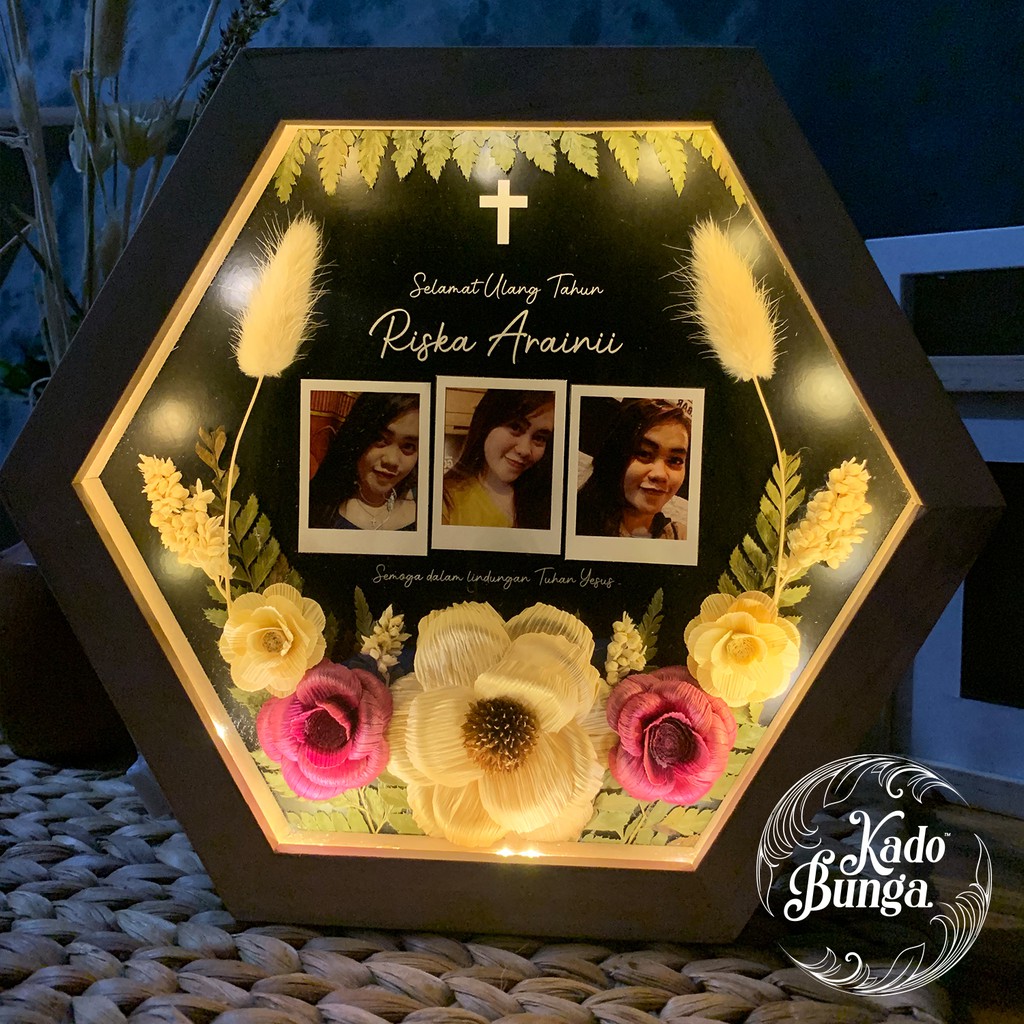 Jual KADO FRAME HEXAGONAL 3D FOTO POLAROID+LAMPUHADIAH KADO UNIK UNTUK BESTIE | KADO COWOK ...
