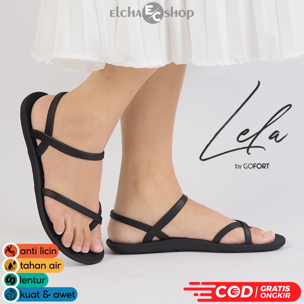 Jual GOFORT LELA - Sendal Wanita Tali Silang Simpel Bahan Karet Empuk Awet Dan Kuat Buat Sehari ...