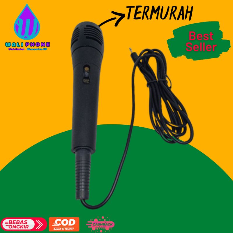 Jual microfon besar smule karaoke tombol on off colokan kabel jack 3 ...