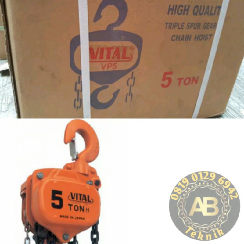 Jual Chain Block VITAL 5 Ton x 5 Meter - Takel Hand Manual Cen blok ...