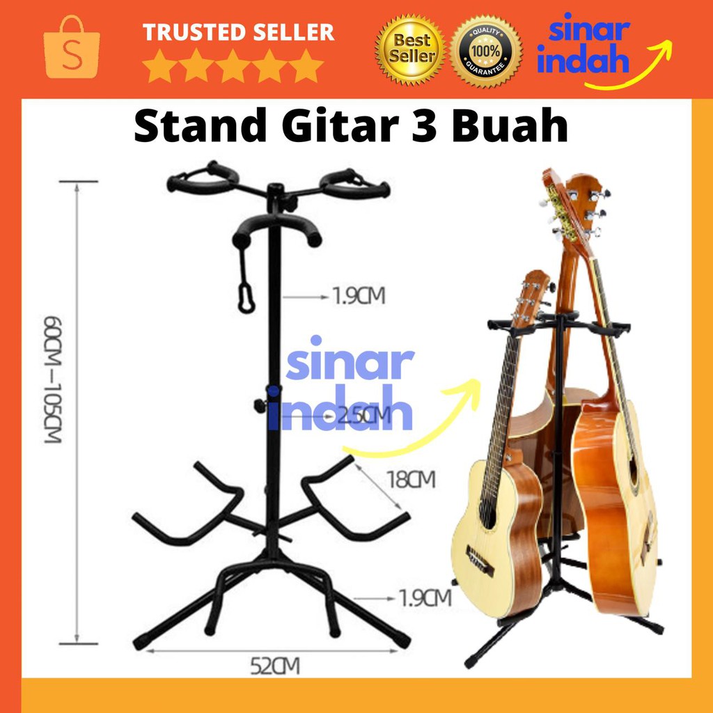 Jual Stand Gitar Triple isi 3 Tripel Cabang 3 Besi Dengan Lapisan Busa ...