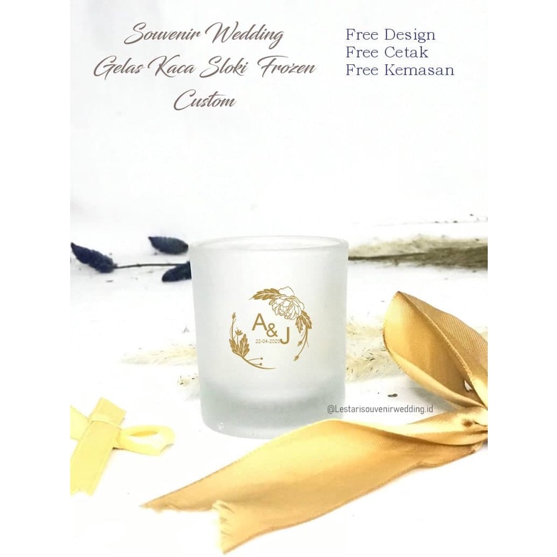 Jual Souvenir Wedding Gelas Sloki U Dof Custom (nocode01) / souvenir ...