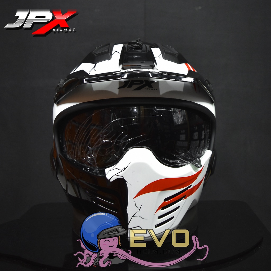 Jual HELM JPX MX726R MOTIF R-03 WOLF SUPERBLACK ORIGINAL JPX MX 726R ...