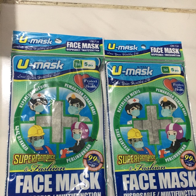 Jual masker medis earloop merek U-mask 3 ply isi 5 pcs | Shopee Indonesia