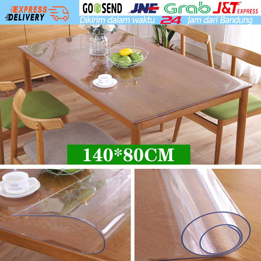 Jual Taplak Meja Anti Air PVC Transparan Plastik Mika Meteran Bening Ukuran 80*140MM Alas Meja ...