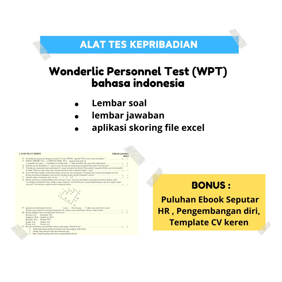 Jual Alat Tes Psikologi WPT Wonderlic Personnel Test bahasa indonesia ...