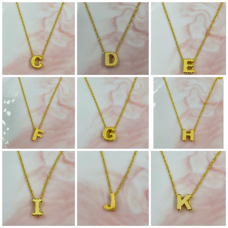 Jual kalung plus liontin huruf balok emas asli kadar 700 simple elegant ...