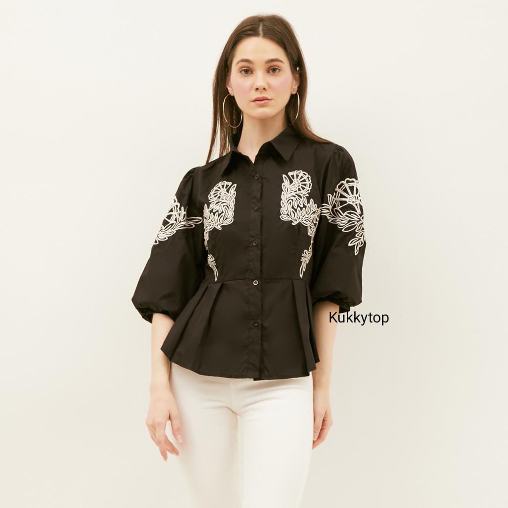 Jual Kukky Top Baju Katun Atasan Wanita Bordir Nicole 11838 | Shopee ...