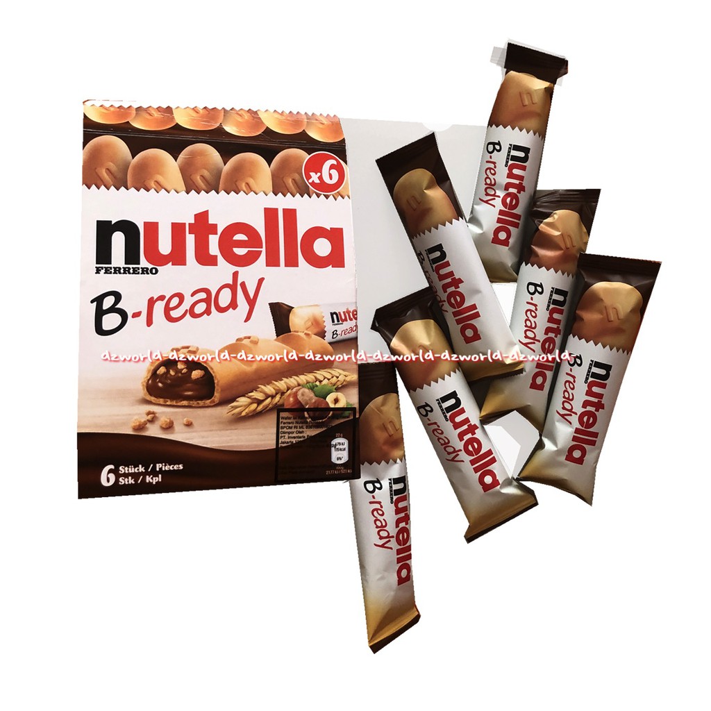 Jual Nutella Ferrero B-Ready 6stick Nutela Cokelat stik selai 132gr ...