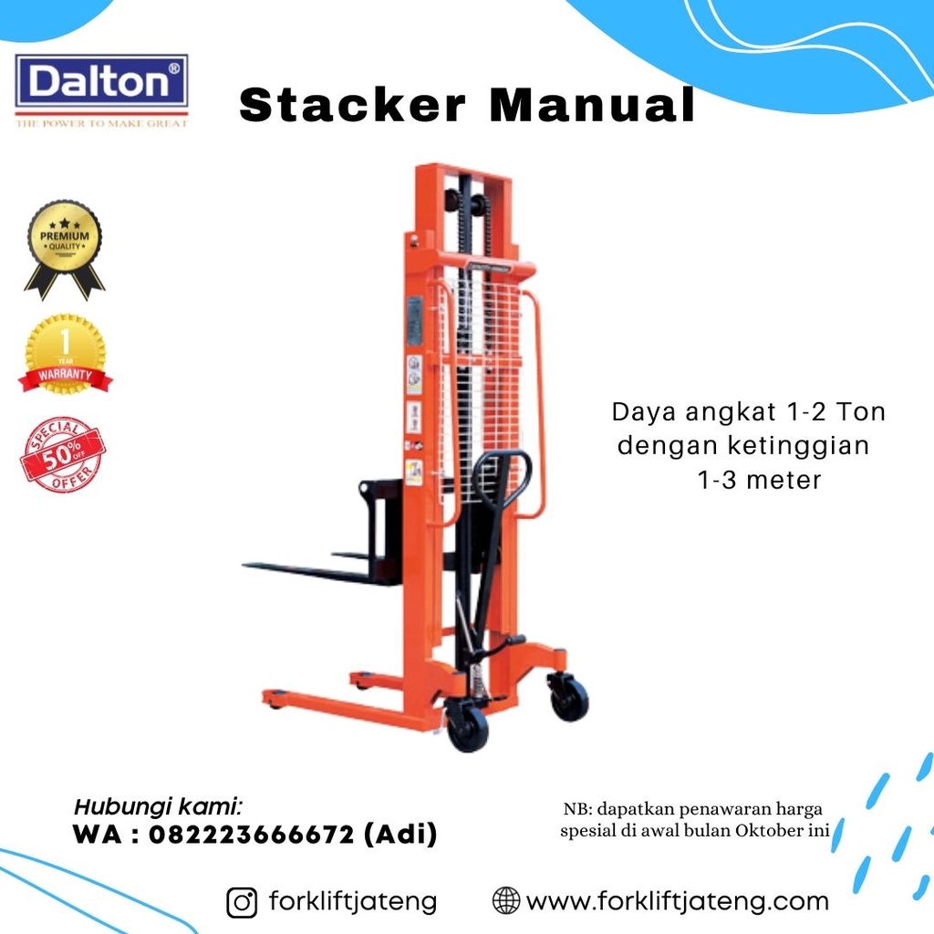 Jual Hand Stacker Manual 1-2 Ton Murah / Stacker Manual 1-2 Ton Dalton ...