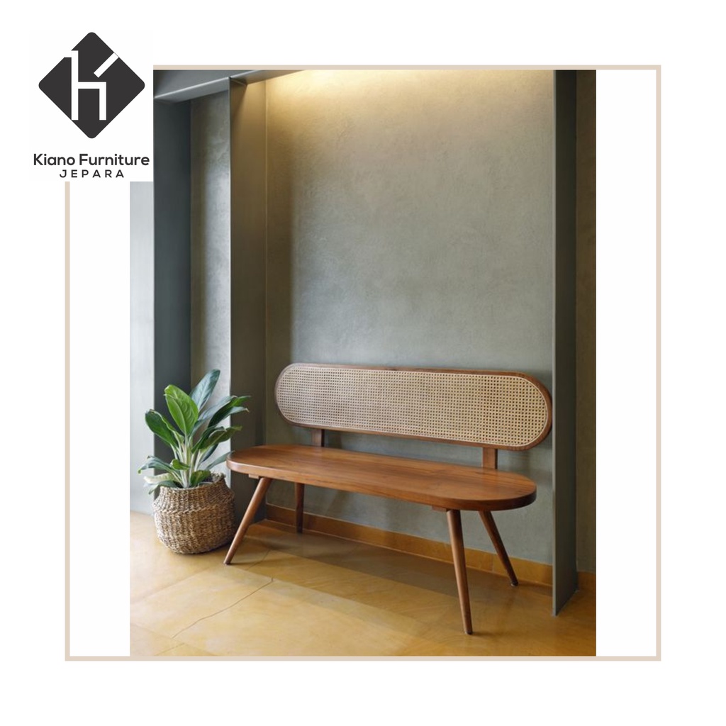Jual Bench Minimalis | Kursi Bangku Sandaran Rotan | Bangku Kayu Jati ...