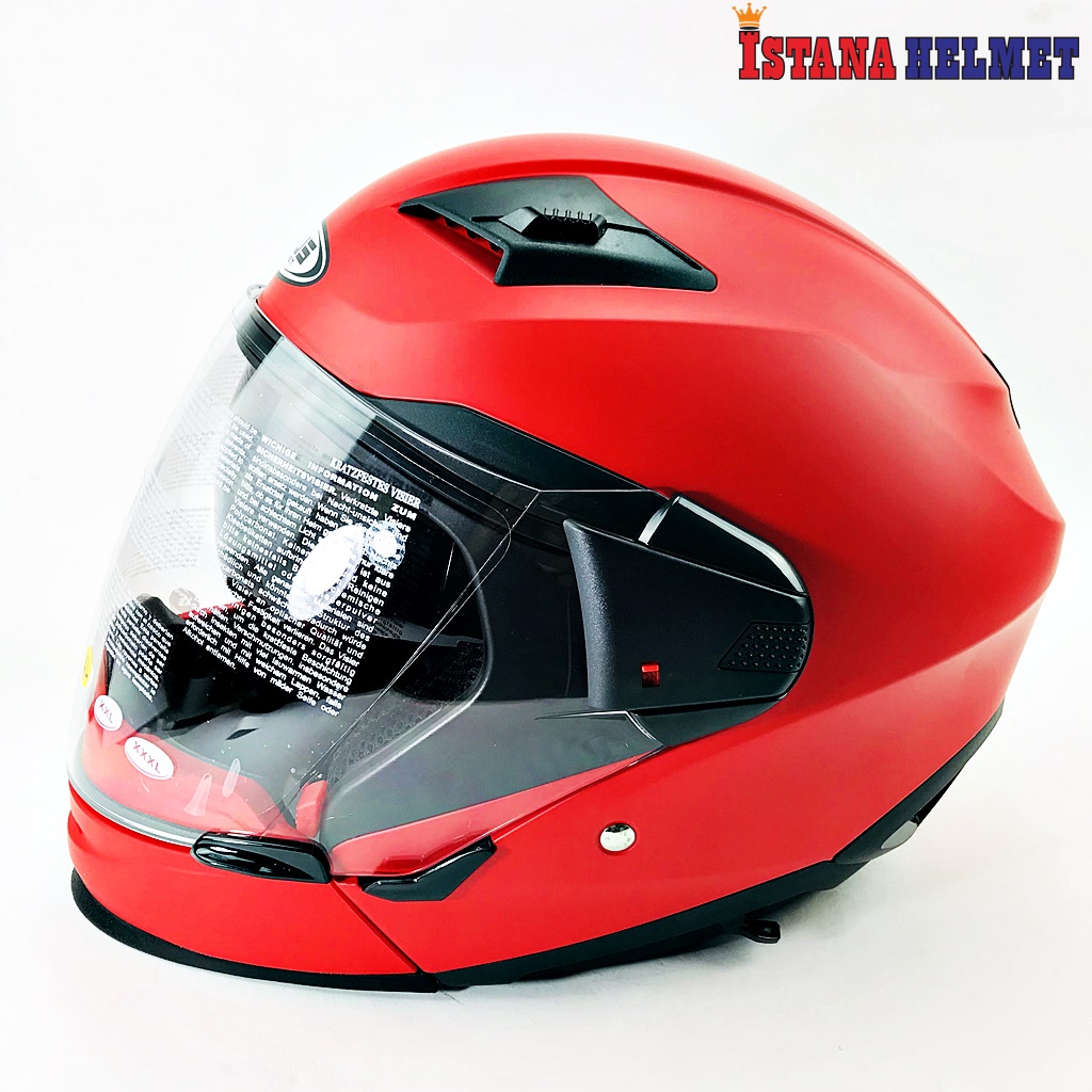 Jual HELM ZEUS 611C MODULAR RED MATT DOUBLE VISOR | Shopee Indonesia