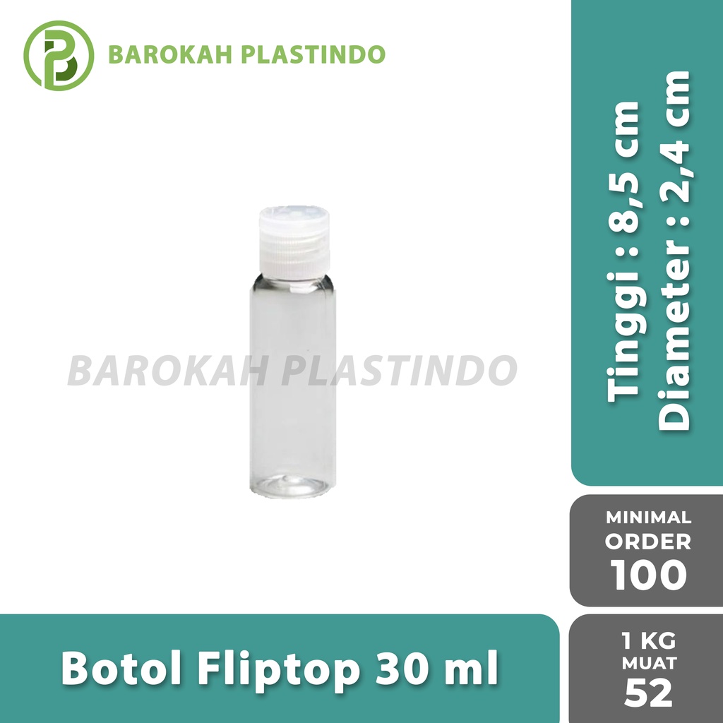Jual Botol Fliptop 30 ml (MINIMAL 100 PCS) / Botol Plastik 30 ml / Botol Hand Sanitizer 30 ml ...