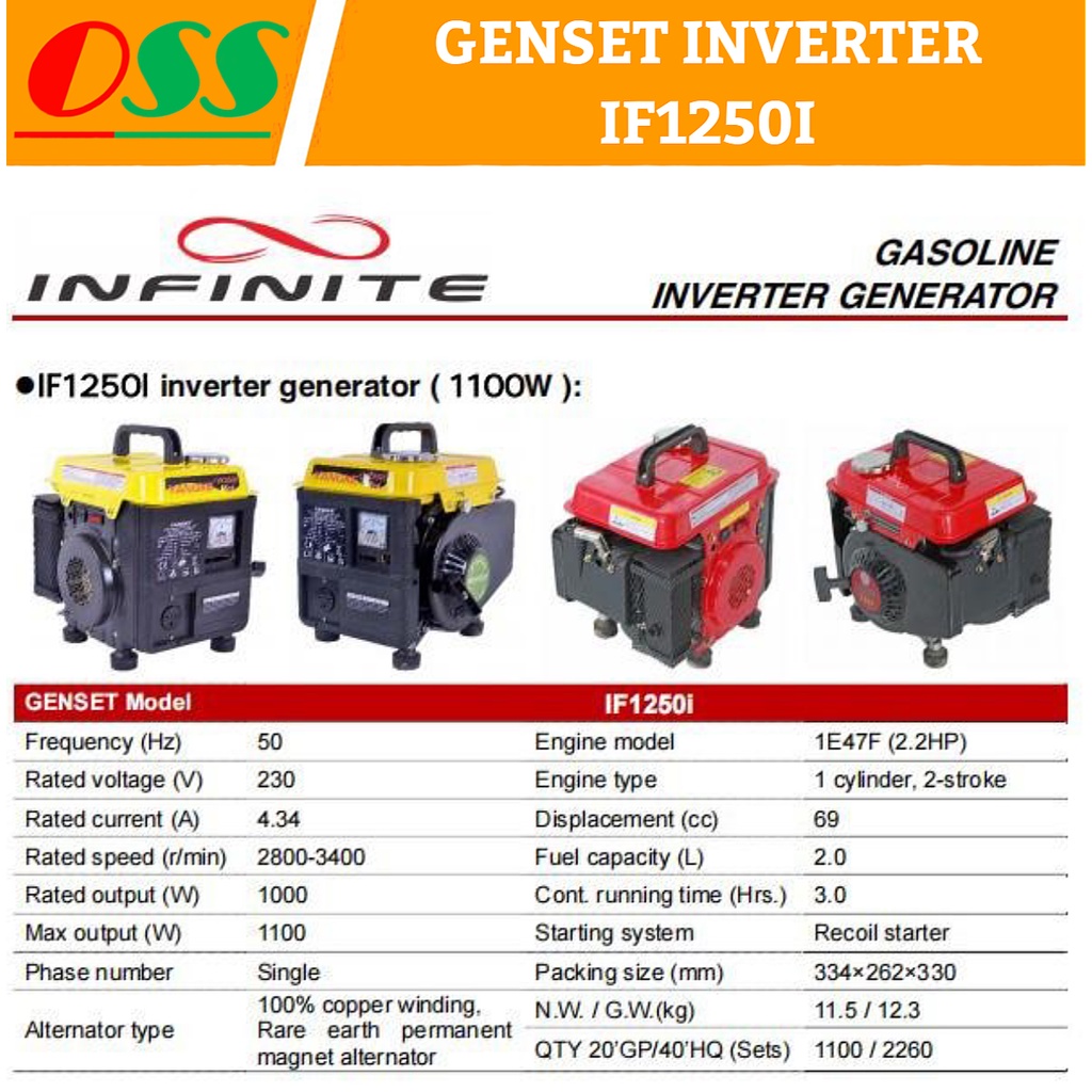 Jual GENSET INVERTER BENSIN INFINITE IF1250I GENERATOR IF 1250I 1200 ...