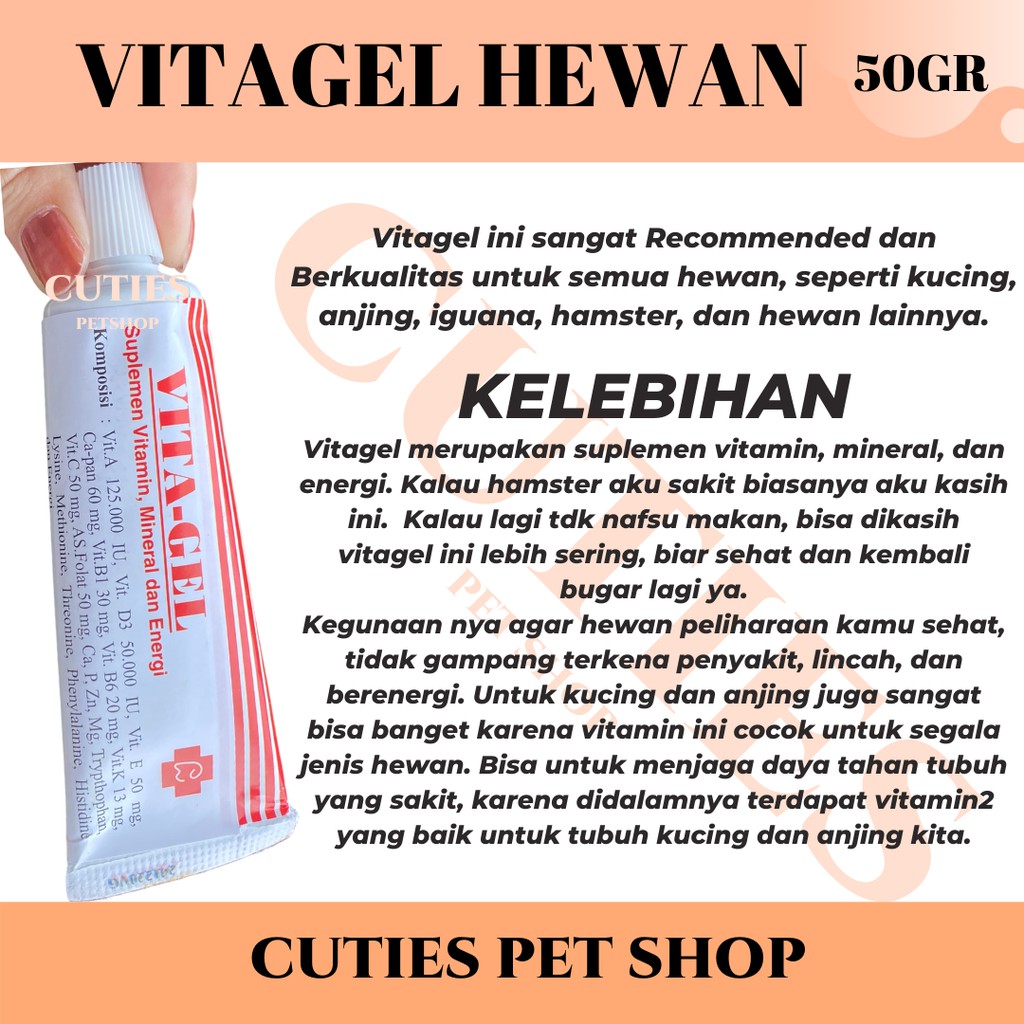 Jual VITAGEL HAMSTER / Vitagel hewan / Vitamin Hamster / Anjing / Kucing / Iguana / Burung ...