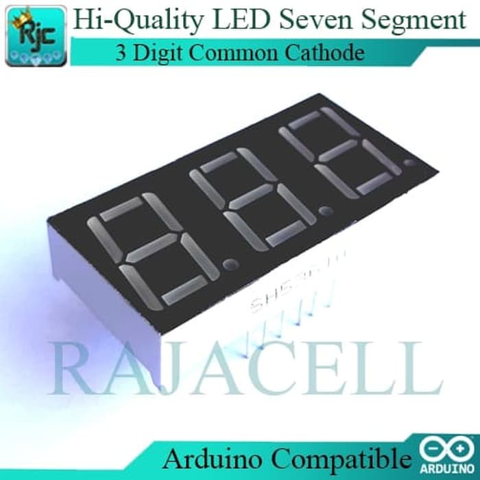Jual 3 Digit LED Seven Segment 7 segmen 0.56" inch Red Common Cathode ...