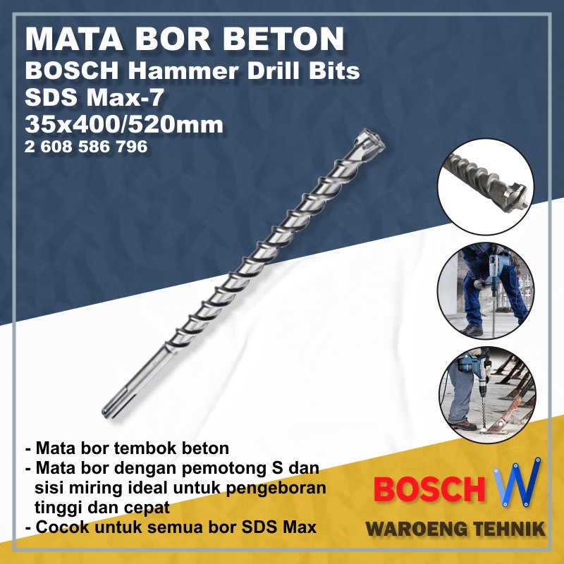 Jual Mata Bor Tembok Beton 35x400/520mm SDS Max-7 BOSCH Hammer Drill Bits | Shopee Indonesia