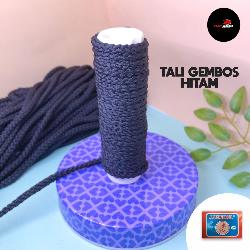 Jual Tali Kepang/Tali Sumbu/Tali Gembos 2.5mm, 4mm, 5mm (300gr) Hitam ...