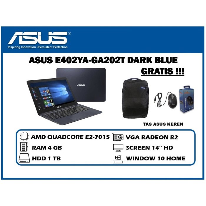 Jual LAPTOP ASUS E402YA - GA202T - AMD - E2-7015 4gb 256GB SSD 14 ...