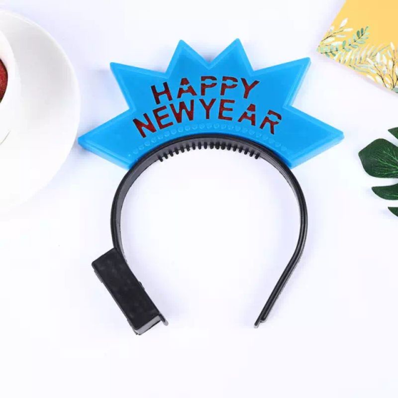 Jual Happy New Year Headband Flashing Led Hairband Bando Happy New Year ...