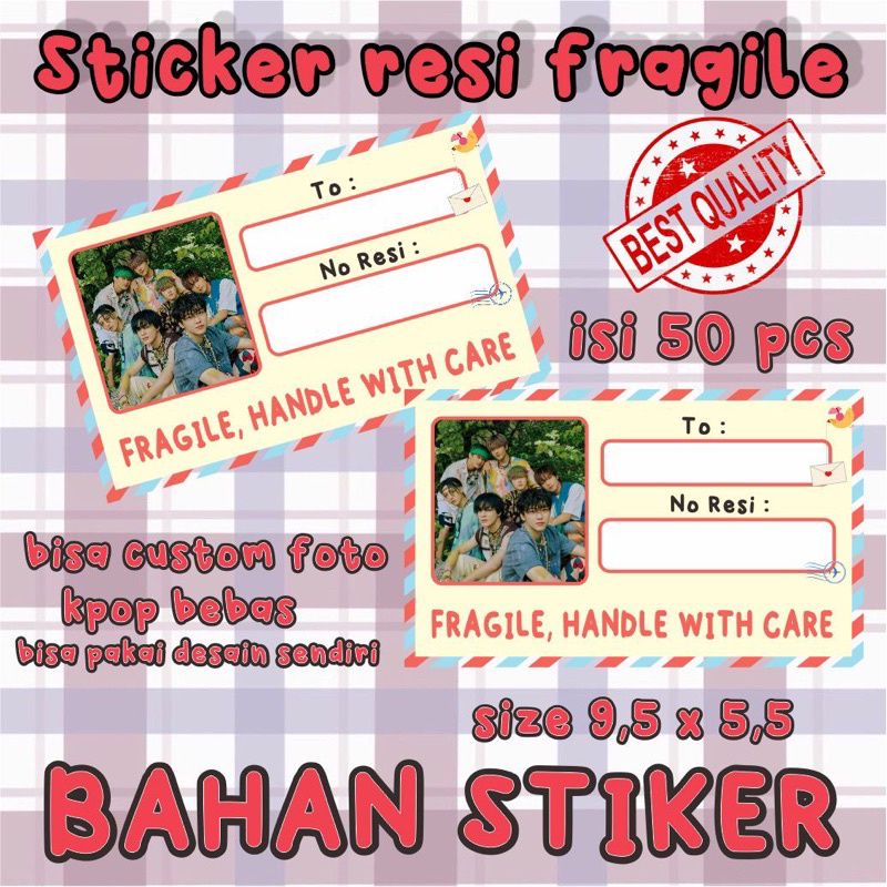 Jual stiker resi bercode shopee fragile kpop custom foto nct bts exo ...