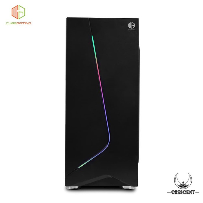 Jual Cube Gaming CRESCENT RGB Temperred Glass Gaming Case - Black/White ...